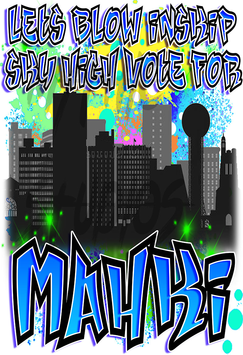 E037 Digitally Airbrush Painted Personalized Custom Urban City Buildin ...